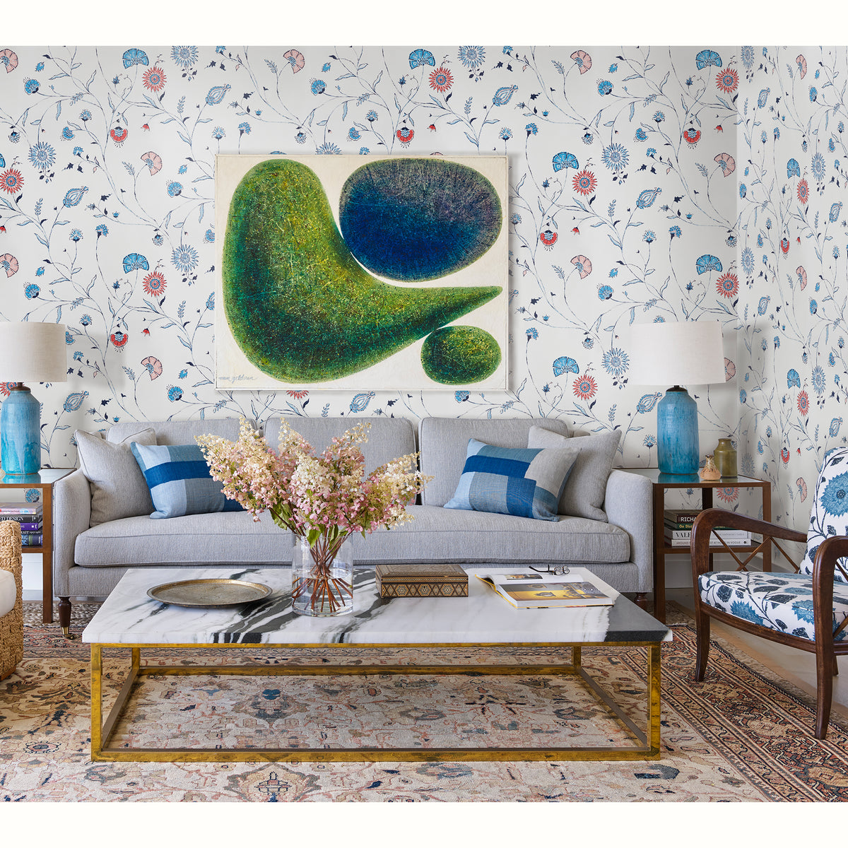 Indian Chintz - Blue/Blue – Peter Dunham Textiles