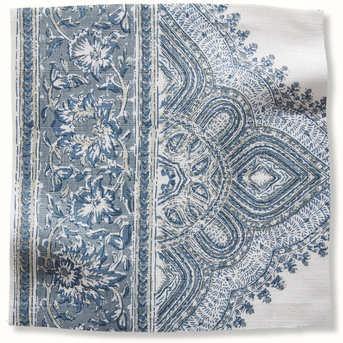 Samarkand - Blue/Blue on White – Peter Dunham Textiles