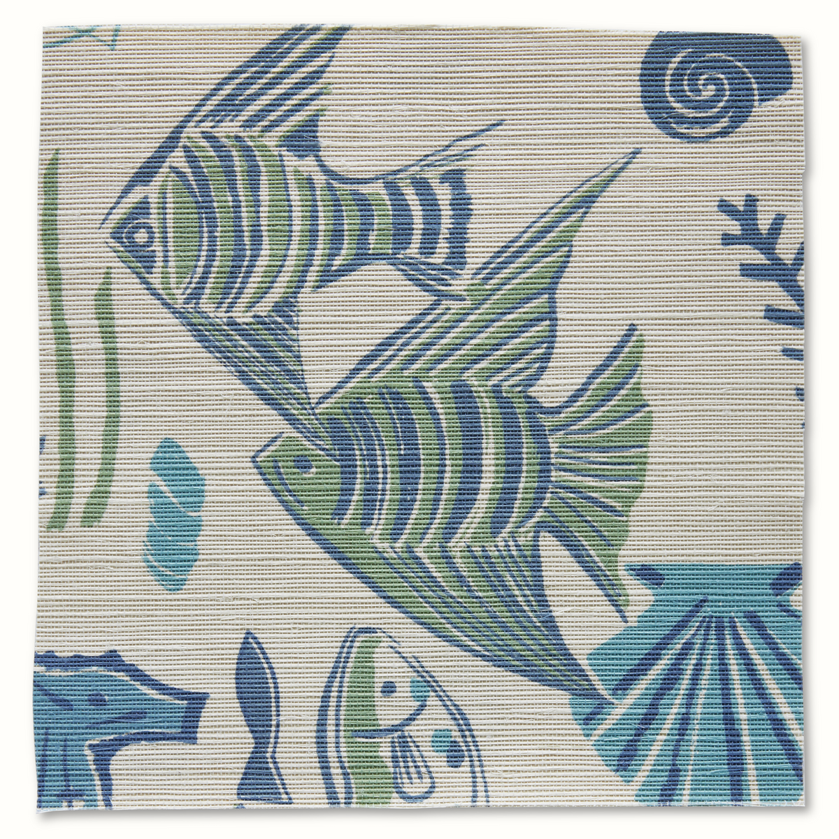 St Tropez - Green/Blue on White – Peter Dunham Textiles